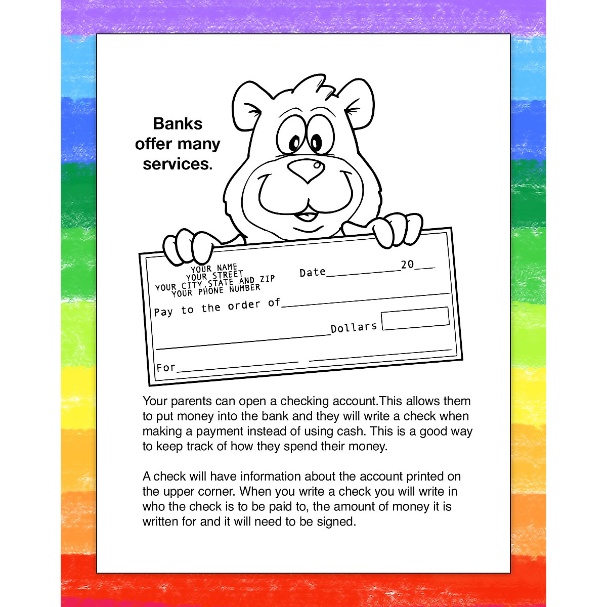 ZOCO - My Favorite Bank - Educational Coloring Books (25 Bulk Pack, with Crayons) - Banking Supplies - Games, Puzzles, Activities - Gifts for Kids