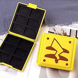 UFOPETIE 12 in 1 Game Card Case for Nintendo Switch Pikachu Switch Game Case for Nintendo Switch Game Storage,for Nintendo Switch Game Card Case Poke Tail-Thumb Grip 2PCS