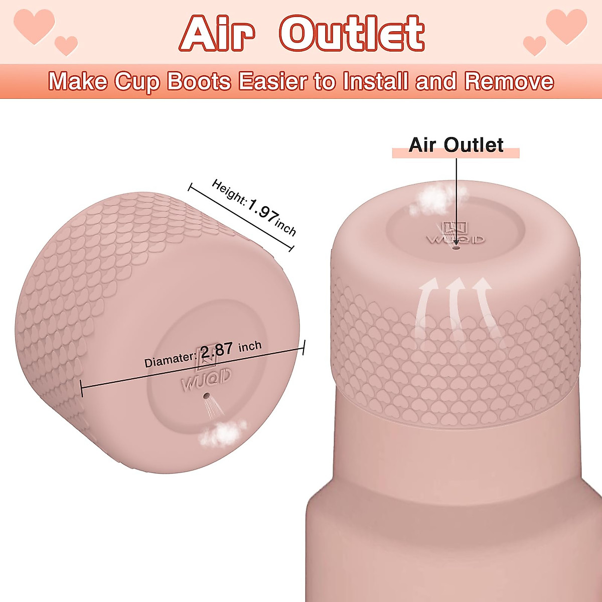 WUQID Heart Shaped Texture Silicone Boot Compatible with Stanle Quencher H2.0 IceFlow Flip 20oz 30oz 40oz,Hydroo Flask 12-24oz (Pink Dusk, ‎Fits Hydro 12-24oz / Stanle 20-40oz Tumbler)