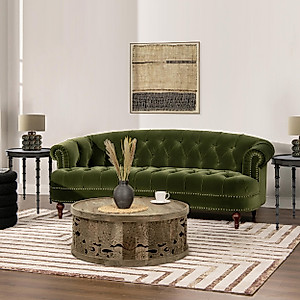 Jennifer Taylor Home La Rosa Victorian Chesterfield Tufted Sofa, Olive Green Performance Velvet