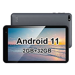 NORTH BISON Android Tablet 7 inch, Android 11 Tablet, 2GB RAM 32GB ROM, Quad-Core Processor, Dual Camera, WiFi, Bluetooth, 128GB Expand, GMS Certified-Silver