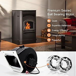 Criditpid KS-5020-1052 Convection Blower Fan Replacement for PelPro PP130, PP130-B, PP150, PP300, PP70, PPC90 Cast Iron Pellet Stove.