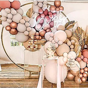 147Pcs DIY Doubled-Stuffed Apricot Cream Peach Balloons Chrome Rose Gold Balloons Blush Ivory Nude Balloons Balloons Garland Arch Kit Boho Wedding Decoration Bridal Shower Birthday Party Supplies
