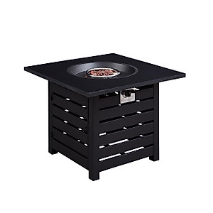 Boyel Living Fire Pit Table 32in Auto-Ignition Propane Gas Firepit with Waterproof Cover Firepits for Outside Patio Outdoor Fire Table for Backyard Camping Outdoor Heating Bonfire Picnic (Black)