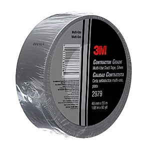 3M 2979 Multi-Use Duct Tape, Silver, 1.88 in x 60 yd x 7 mil, 1 Pack, Temporary Repair, Patching, Tabbing, Capping Pipe, Marking, Labeling