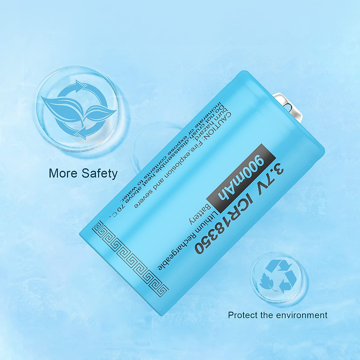 18350 3.7V 900mAh Rechargeable Battery with Button top Battery 2 Pack