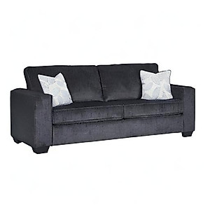 Signature Design by Ashley Altari Modern Queen Sofa Sleeper with 2 Accent Pillows, Dark Gray