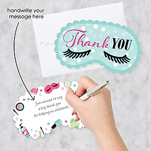 Big Dot of Happiness Spa Day - Shaped Thank You Cards - Girls Makeup Party Thank You Note Cards with Envelopes - Set of 12