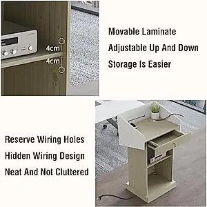 Wooden Podium Floor-Standing Pulpits with Storage Shelves and Drawers Lecterns Large Presentation Stand Speaking Lectern