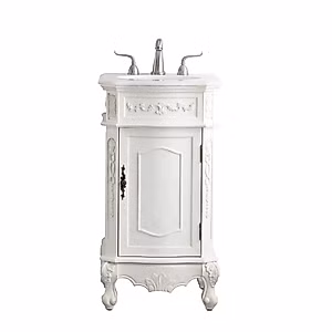 ELEGANT LIGHTING 19 inch Single Bathroom Vanity in Antique White with Ivory White Engineered Marble