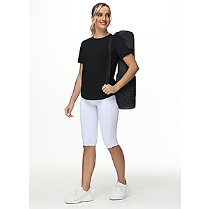 THE GYM PEOPLE Women's Workout Short Sleeve Breathable T-Shirts Athletic Yoga Tee Tops Black