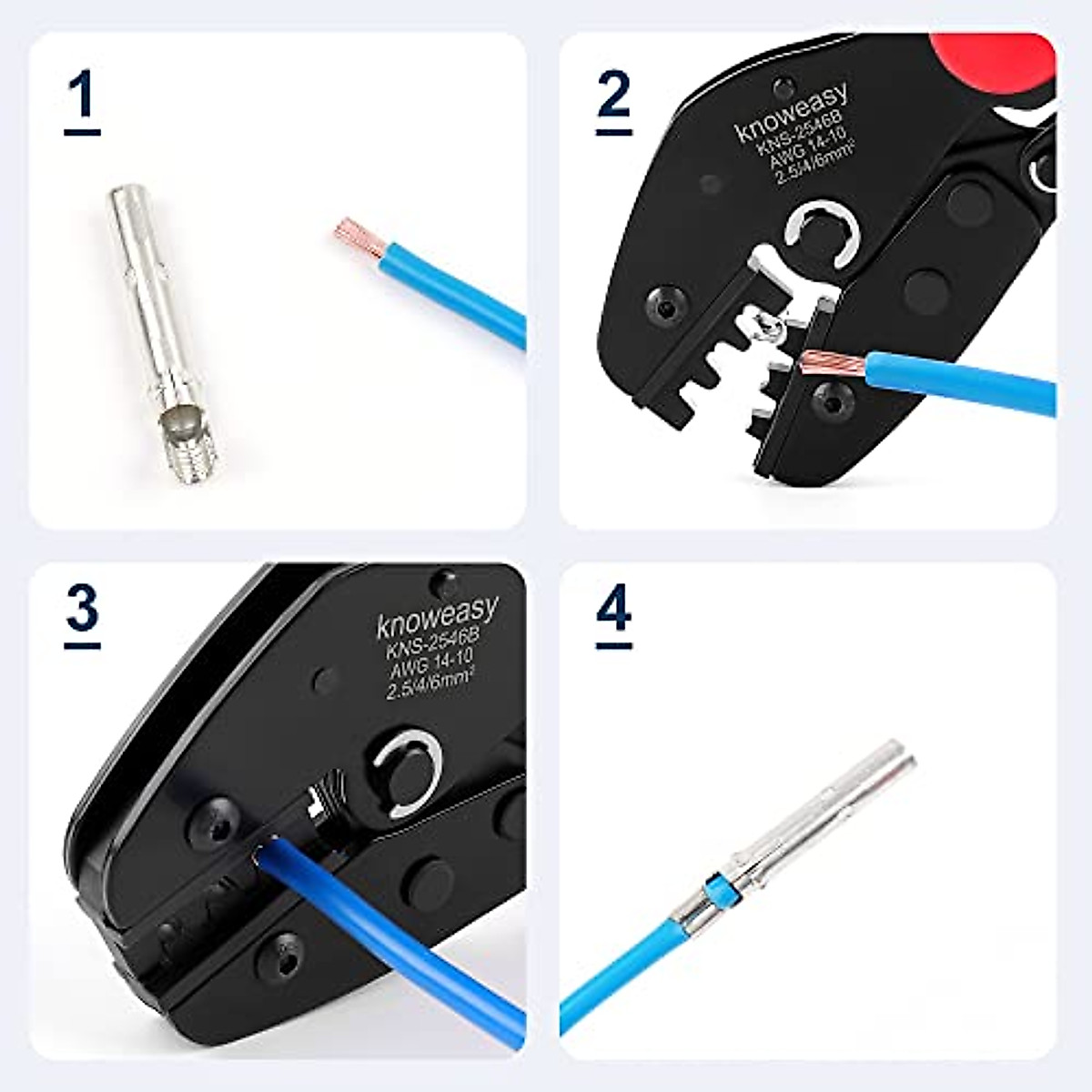 Solar Crimping Tool,Knoweasy KNS-2546 Solar Connector Crimper Used for 2.5/4/6mm² (14-10awg) Solar Panel PV Cables