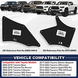 URMECCH Engine Splash Guards Fender Liner for Toyota Tacoma 2005-2023 Mud Flaps Front 4PC Set with 20 Clips, Tire Tread Depth Gauge, Brake Lining Tester