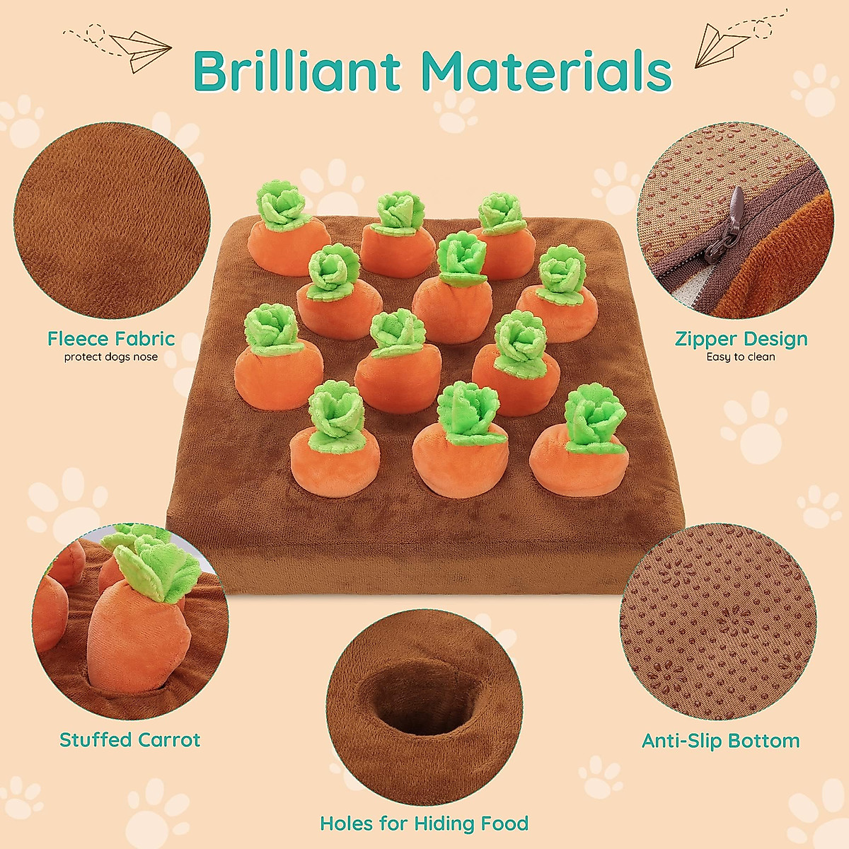 laetipet Interactive Dog Toys Carrot Farm, Enrichment Dog Snuffle Puzzle Toys, Hide and Seek Dog Toys for Small, Medium, Large Dogs Aggressive Chewers, Pet Stress Relief for All Breeds