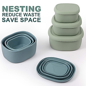 Vesici 9 Pcs Silicone Food Storage Containers Collapsible Reusable Small Containers with Lids Bpa Free for Christmas Party Snack Camping Lunch Bento Box (6.7oz, 10oz, 20oz) Green Blue Yellow