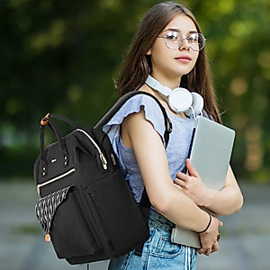 MOMUVO Travel Backpack for Women Laptop Backpack 15.6 Inch,School College Bookbag Work Bag with USB Charging Port,Casual Daypack Teacher Backpack Pink Grey