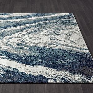 LUXE WEAVERS Abstract Wavy Marble Swirl Gray 8x10 Area Rug