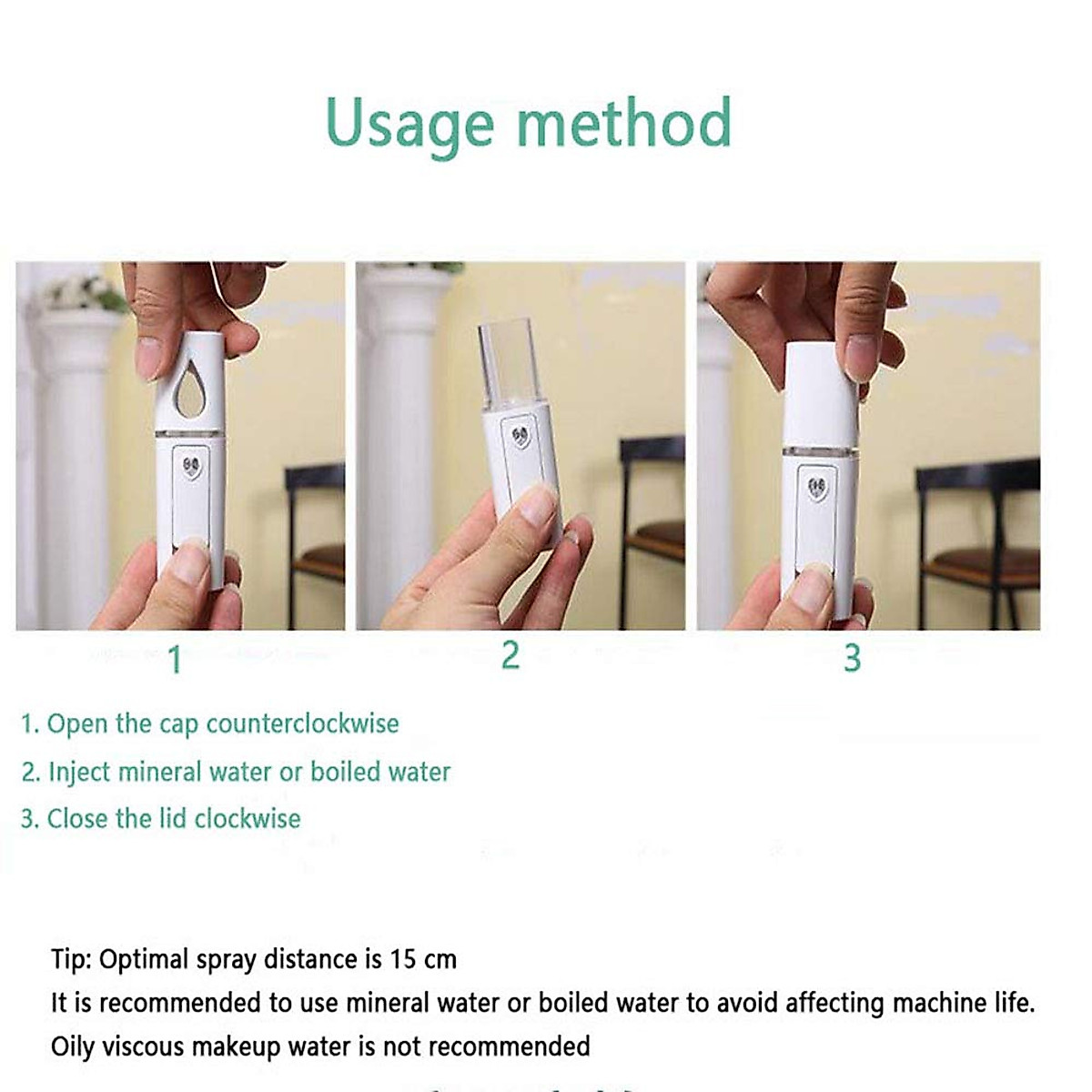 Nano Mist Sprayer - Makina Usb Charging Handheld Facial Beauty Skin Care Products Big Water Tank Ultrasonic Moisturizing Mini Nano Mister (L2White)