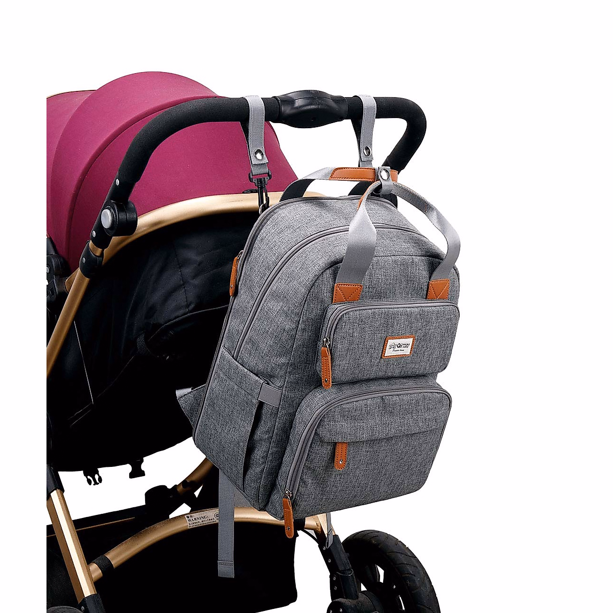 QIMIAOBABY Diaper Bag Backpack, Multifunction Travel Back Pack Maternity Baby Changing Bags (Gray)