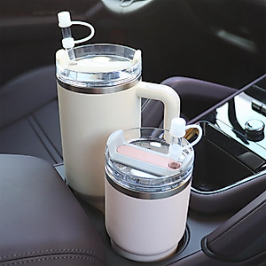 Douji Straw Cover for Stanley Cup, 8Pcs Transparent Straw Covers Compatible with Stanley 30&40 Oz Tumbler with Handle, 10mm/0.4in Dust-Proof Reusable Silicone Straw Tips Lids Stanley Accessories