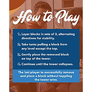 WE Games Wooden Block Stacking Party Game for Adults, Tumble Tower Wedding Guest Book Alternative, Tabletop Games, Includes Storage Case, 12 inches