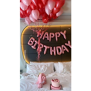 [26 Pcs] 16" Letter Pink Foil Balloons A-Z set, Mylar Aluminum Hanging Alphabet for Valentine's day Romance Mother's day Wedding Graduation Birthday Party Decorations New Year eve