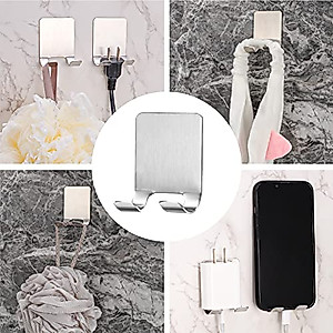 FRIUSATE 6 Pack Razor Holder for Shower Wall Shaver Holder Multi-Purpose Hook Stainless Steel Wall Hook Self-Adhesive Razor Shower Holder Bathroom Kitchen