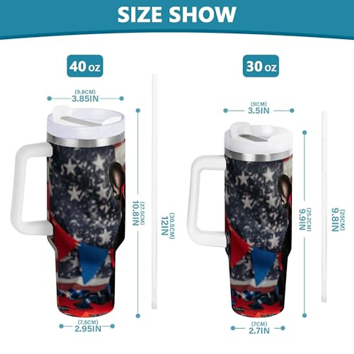 ODAWA a Black French Bulldog Wearing Sunglasses and a Insulated Tumbler 30 Oz Travel Coffee Mug with Handle and Straw