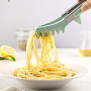 Kitchen Tongs for Cooking, 9 Inch Small Silicone Tongs, Food Grade Mini Serving Tongs with Silicone Tips, Set of 3, Green