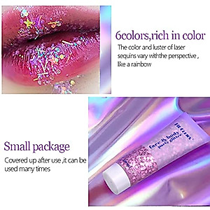 Paminify Pink Face Glitter Gel,Singer Concerts Music Festival Rave Accessories,Mermaid Body Glitter Gel,Self-Adhesive Liquid Sequins Glitter Face Eye Lip Hair Makeup,Sparkling Chunky for Women,50ML