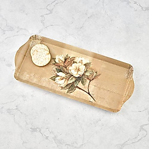 Pimpernel Sugar Magnolia Collection Sandwich Tray | Serving Platter | Crudité and Appetizer Tray | Made of Melamine | Measures 15.1" x 6.5" | Dishwasher Safe