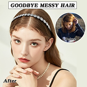 Yeshan Teeth Comb Headbands For Women with Rhinestone and Crystal beaded Plastic Hairband,Pack of 4