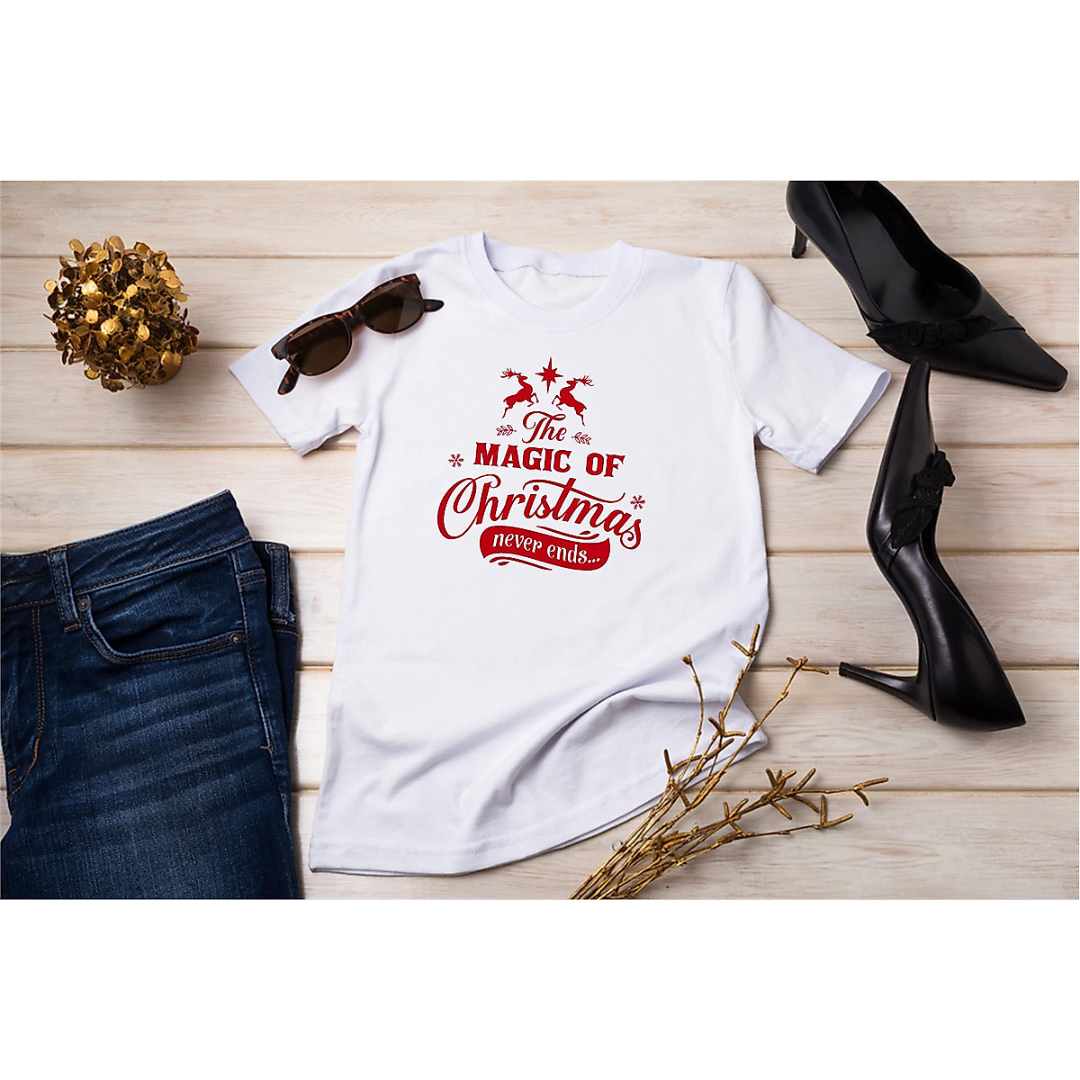 SEC Apparel Christmas Iron on for Shirts and More The Magic of Christmas Never Ends