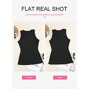 Dokotoo Womens Ladies Basic Ribbed Thick Strap Low Cut Solid Color Tight Slimming Fitted Sleeveless Shirts Sports Workout Long Tank Tops Activewear Tops Blue S