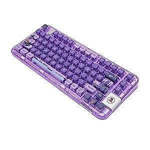 ASHATA Mechanical Keyboard, Transparent Case 80 Keys Keyboard, Triple Modes Gasket Structure Gaming Keyboard for Office School Game