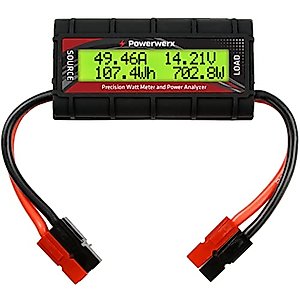 Powerwerx Watt Meter-PP, DC Inline Power Analyzer, 45A Continuous, 12 Gauge with Anderson Powerpole Connectors