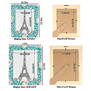 POFATO Pig Leaf Pattern11x14 Picture Frame Wood Photo Frame for Tabletop Display Wall Mount Picture Frame Display 11 x 14 Inch Photo Wall Decor Home Gift Frames