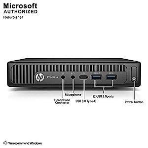 HP 600 G2 Micro Computer Mini Tower PC (Intel Quad Core i5-6500T, 16GB DDR4 RAM, 256GB SSD, Win 10 Pro (Renewed)