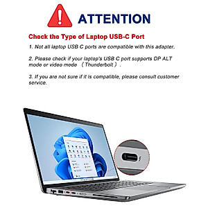 Dnkeaur HDMI Adapter for Dual Monitors,USB C to Dual HDMI Adapter 4K,Type C to HDMI Dual Monitor,USB C Splitter 2 Monitors Extended Display,HDMI Monitors Docking Station for Laptop (Only for Windows)