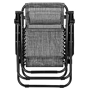 Set of 2 Zero Gravity Outdoor Lounge Chairs with Cup Holder & Phone Holder Adjustable Folding Patio Reclining Chairs