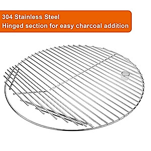 Grisun Round Cooking Grate 19.5 Inch - for Akorn Kamado Ceramic Grill, Pit Boss K24, Louisiana Grills K24, Char-Griller 16620, Solid Rod Round Grill Grate, 304 Stainless Steel
