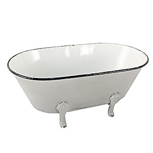 Foreside Home & Garden White Black Distressed Rim Enamel Decorative Bathtub