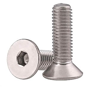 50 Pcs M5-0.8 x 12mm Flat Head Socket Cap Screws Bolts, Stainless Steel 18-8 (304), Bright Finish, Allen Socket Drive,Machine Screws Inner Hex Screw Fasteners Bolts