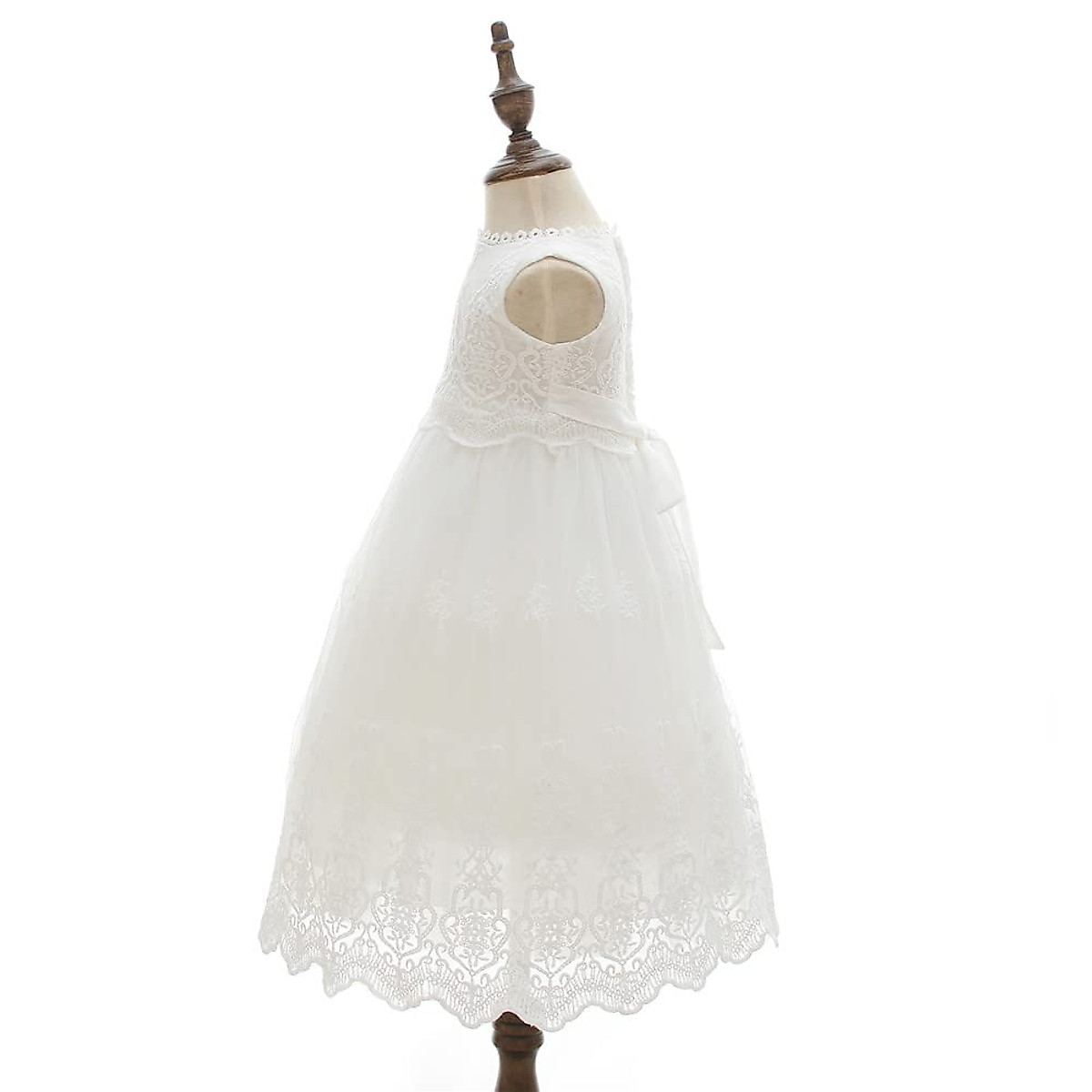 Meiqiduo Baby Girls Lace Party Dresses Infant Princess Wedding Gowns Birthday Formal Dress for Toddler