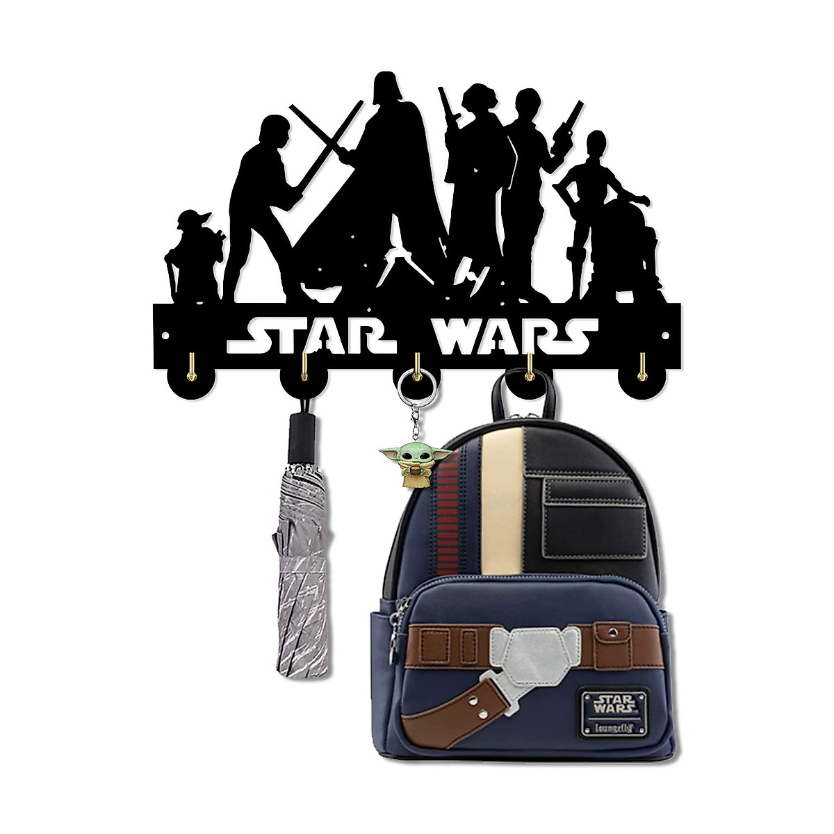 KingLive Stars Key Holder for Wall Wars Theme Entryway Key Hook Stars & Warplanes Key Hanging Rack with 5 Hooks, Easy Install Key Holder for Wall Mount Keyrack Organizes, Star/Wars Gifts for Men