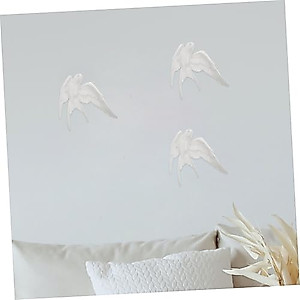 Metal White Sparrow Wall Decor: Large Flying Bird Wall Art Swallow Wall Mount Hanging Figurine 3D Aninal Sculptures for Garden Home Bedroom Living Room