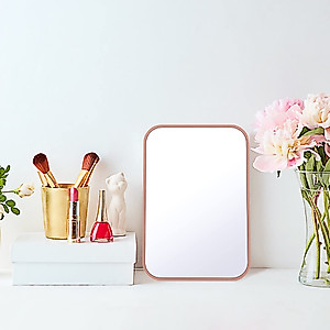 Ponpon 1Pcs Desktop Makeup Mirror, Foldable Tabletop Makeup Mirror Portable Small with Stand for Tabletop, Bathroom, Desk, Bedroom