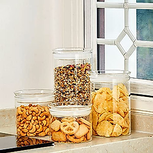 ZENS 4.7in Wide Mouth Glass Food Storage Containers, 4 Pack Glass Jars with Airtight Lids for Kithen Pantry Flour, Clear Glass Canisters Sets for Pasta Noodles, Coffee Beans -23.6oz/32oz/50oz/74oz