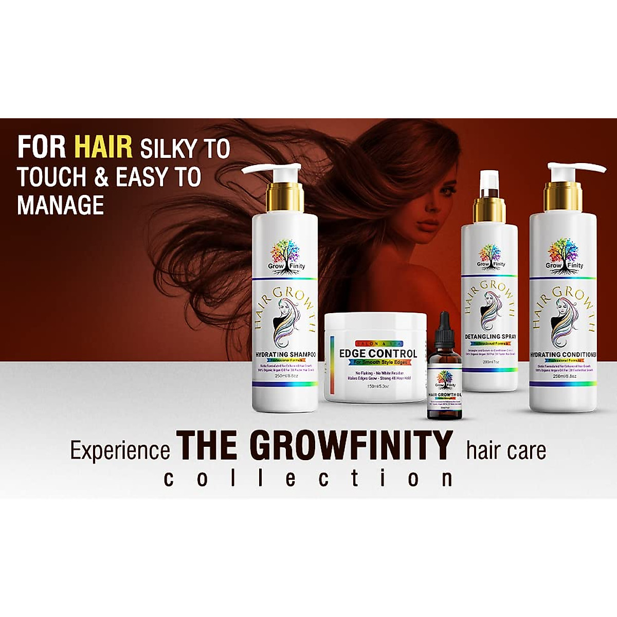 GrowFinity Biotin and Argan Oil Hair Spray | Detangling Leave-in Conditioner for Faster Growth and Regrowth | Hair Loss Treatment
