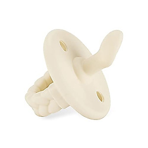 Itzy Ritzy Sweetie Soother Silicone Orthodontic Pacifiers with Collapsible Handle & Two Air Holes for Added Safety, Set of 2 in Buttercream & Toast for Ages 6-18 Months